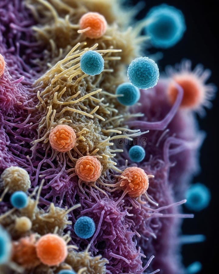 Collage of Flu COVID-19 Virus Cells in Blood Under the Microscope ...