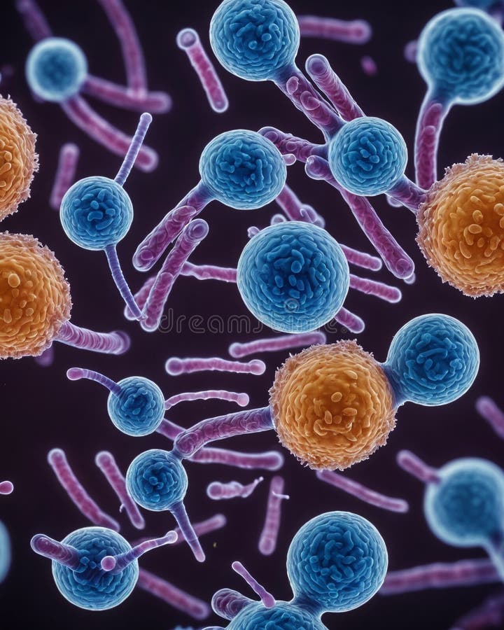 Collage of Flu COVID-19 Virus Cells in Blood Under the Microscope ...