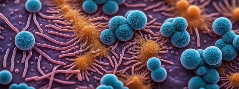 Collage of Flu COVID-19 Virus Cells in Blood Under the Microscope ...