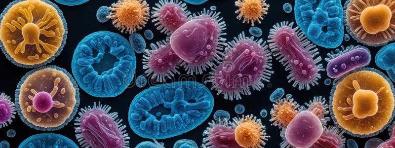 Collage of Flu COVID-19 Virus Cells in Blood Under the Microscope ...