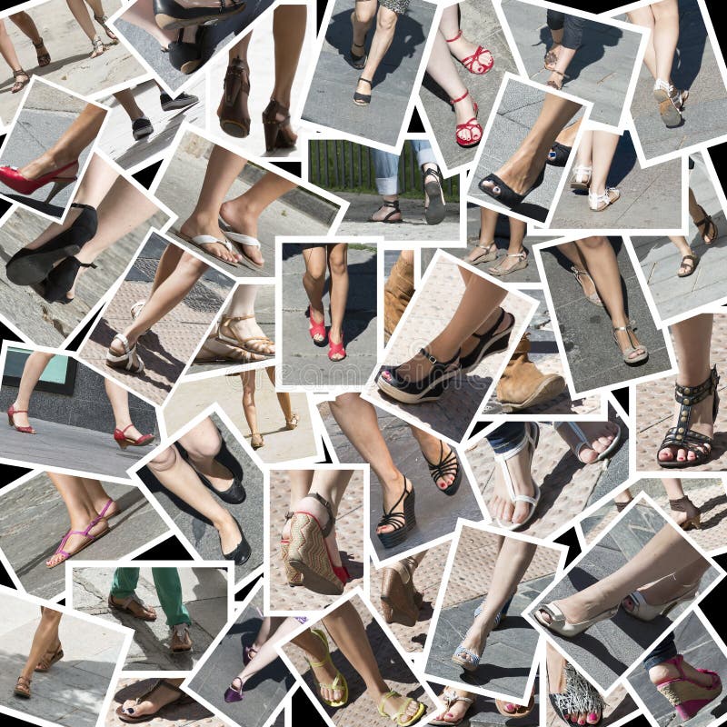 Collage about foot. stock image. Image of leather, black - 25596891