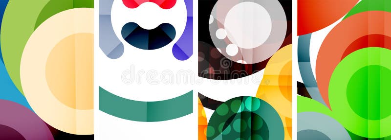 A Collage of Four Different Colored Circles on a White Background Stock ...