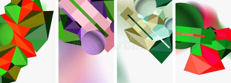 A Collage of Four Different Colored Objects on a White Background Stock ...