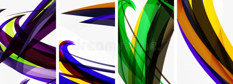 A Collage of Four Different Colored Swirls on a White Background Stock ...