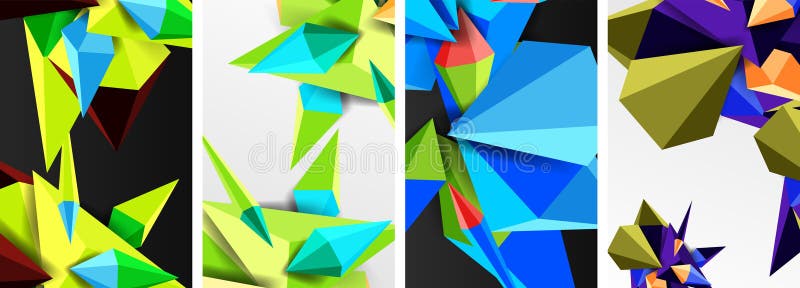 A Collage of Four Different Colored Triangles on a White Background ...