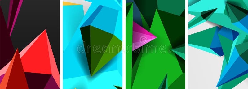 A Collage of Four Different Colored Triangles on a White Background ...