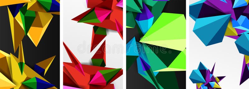 A Collage of Four Different Colored Triangles on a White Background ...