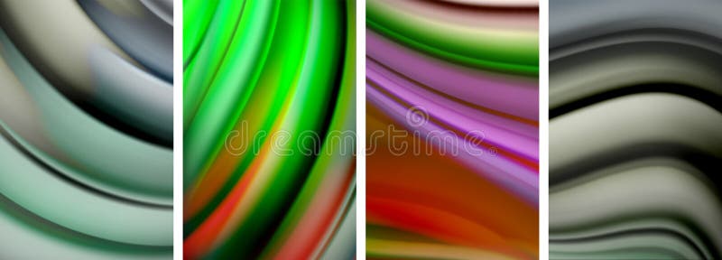 A Collage of Four Different Colored Waves on a White Background Stock ...