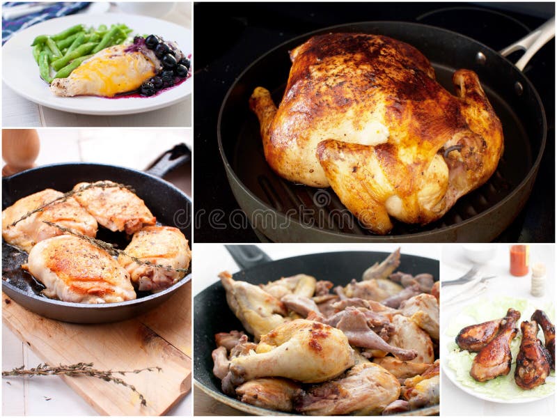 Collage with Fried Chicken Legs and Drumsticks Stock Image - Image of ...