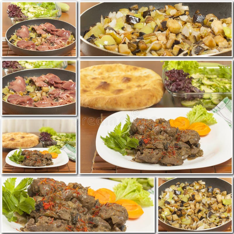 Collage of Fried Chicken Liver Foods Stock Photo - Image of main ...