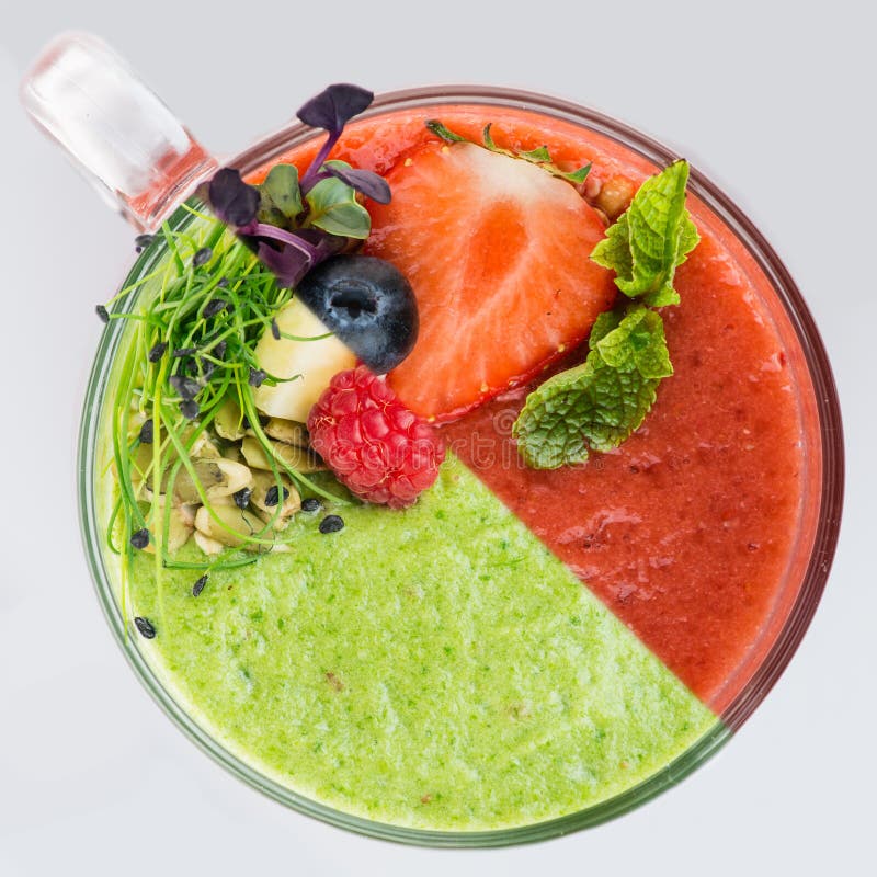 Collage Fruit Smoothie in a Cup Top View Stock Image - Image of sweet ...