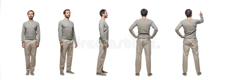 Collage of Full-length Portraits of Man Standing in a Line, Posing ...