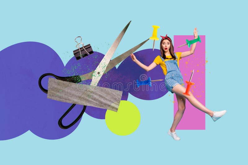 Collage of Funny Business Person Relax Coffee Retro Computer Keyboard ...