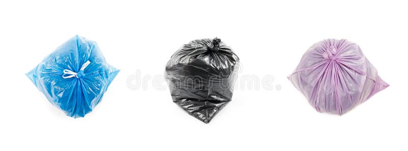 Collage of Black and Blue Garbage Bags Stock Photo - Image of package ...