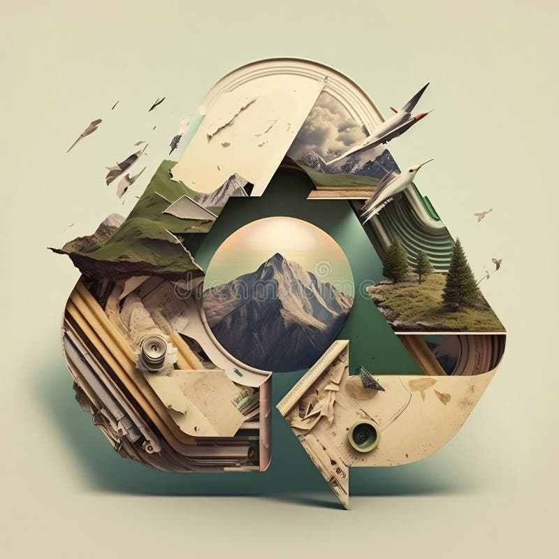 A Collage of Garbage Recycling Concept with Recycling Symbols. Pattern ...