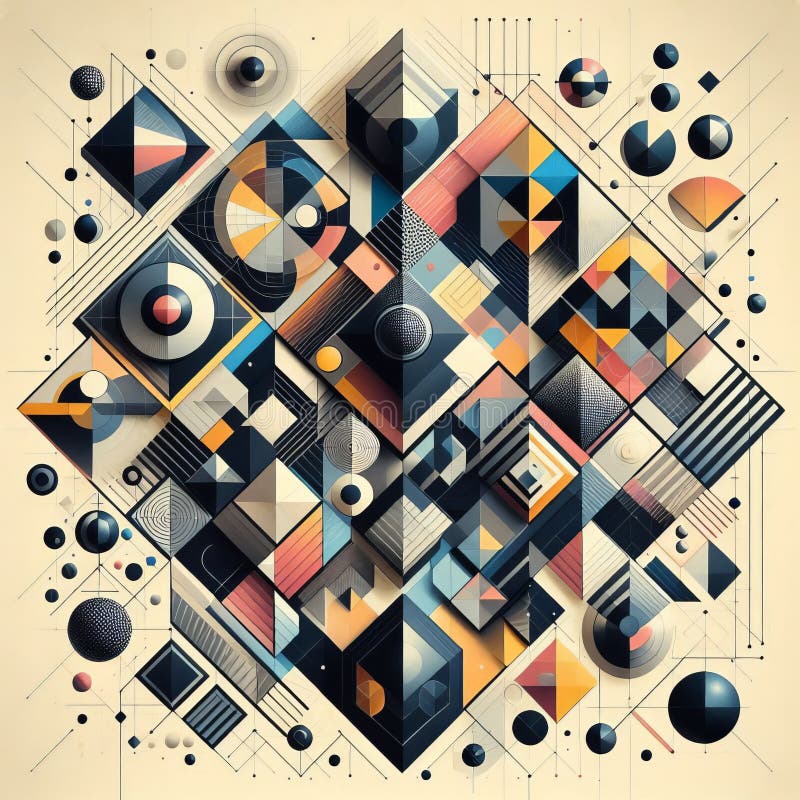Collage of Geometric Shapes Digital Collage a Collage of Differe Stock ...
