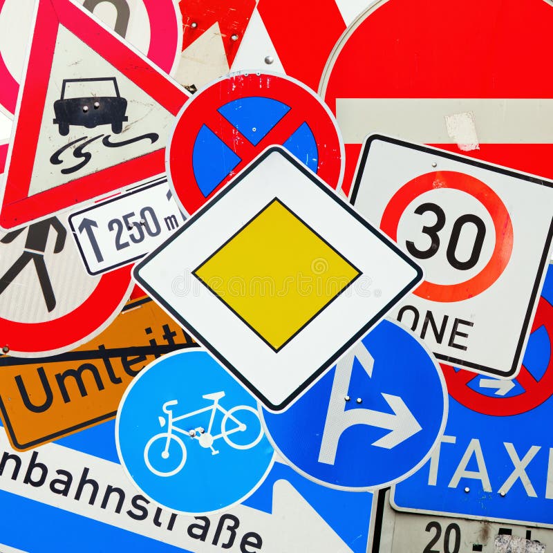 Collage of German Traffic Signs Stock Photo - Image of danger, rules ...