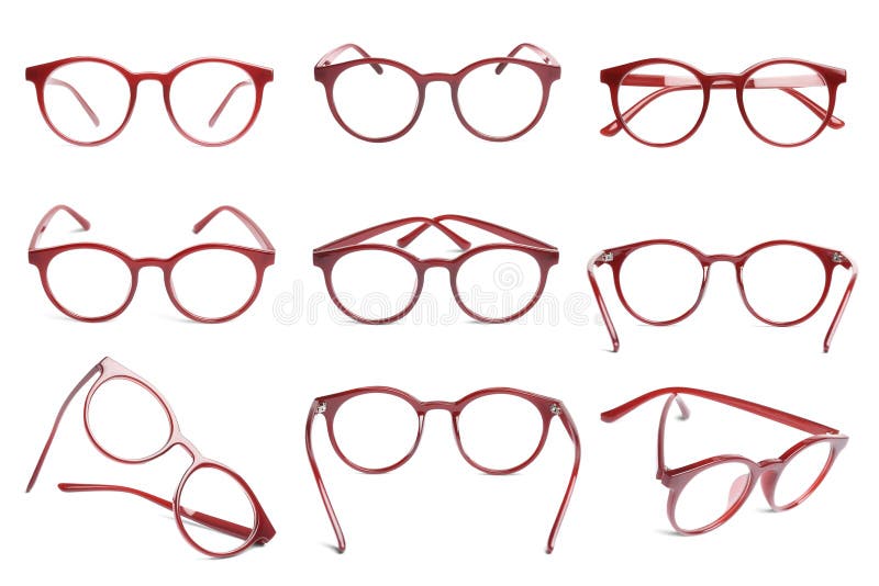 Collage with Glasses Isolated on White, Different Sides Stock Image ...