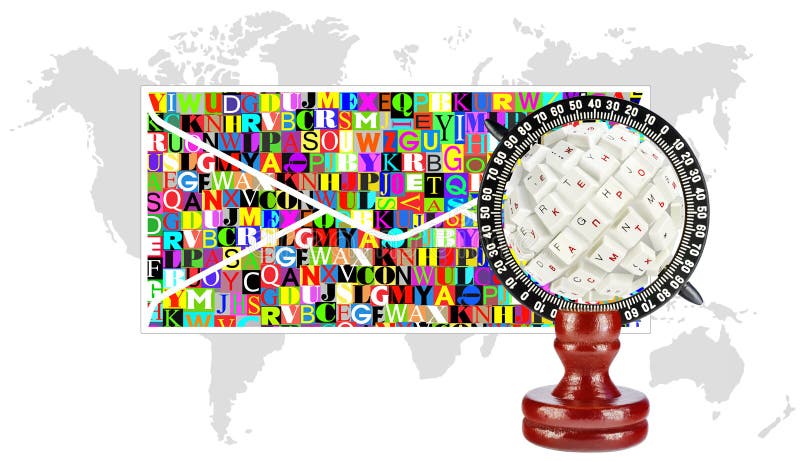Collage of the Globe, the Envelope and Maps of the Continents Stock ...