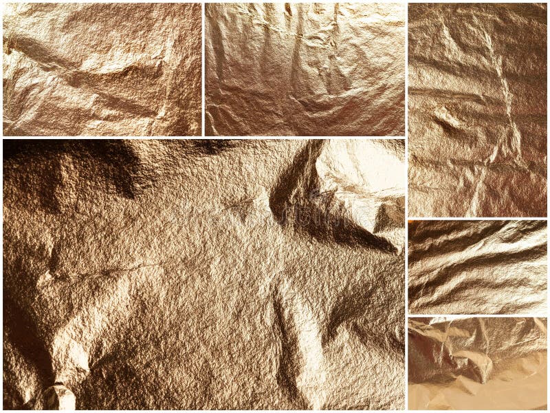 Collage with Gold Leaf Potal Background. Golden Elements for Design ...