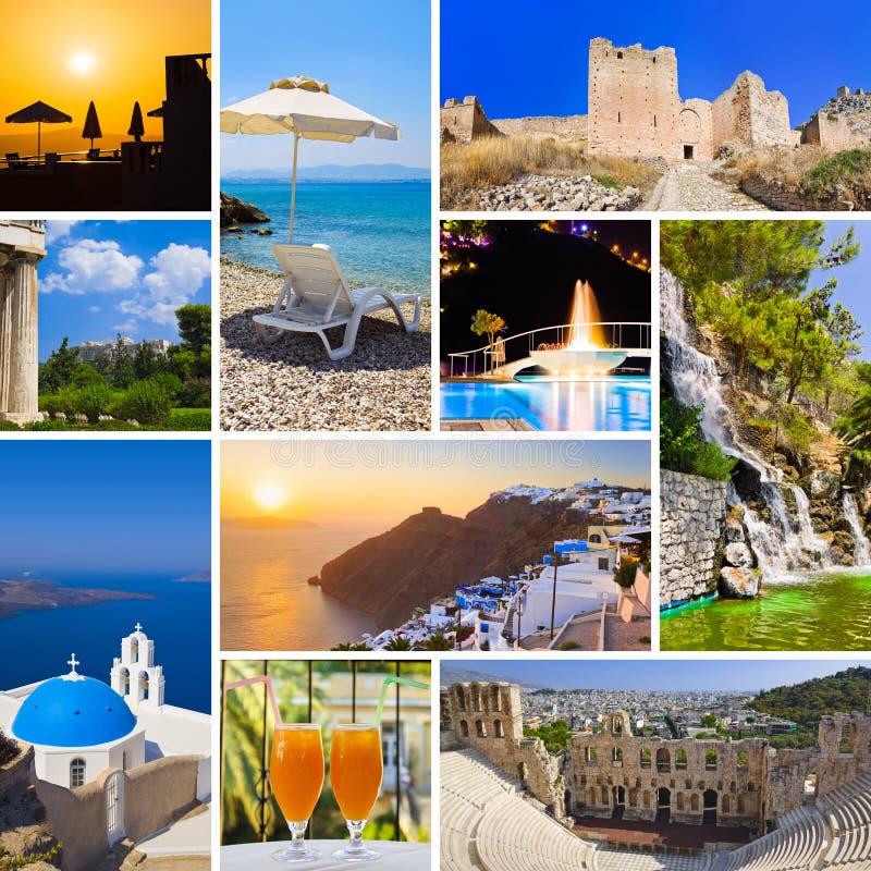 Collage of Greece Travel Images Stock Image - Image of nature ...