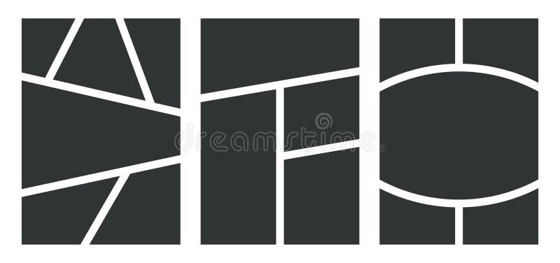 Collage Grid. Template for Photos. Layout Vector Mosaic Frame. Vertical ...