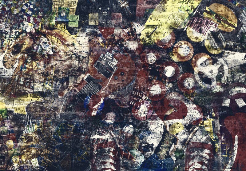 Collage in grunge style stock illustration. Illustration of smear ...