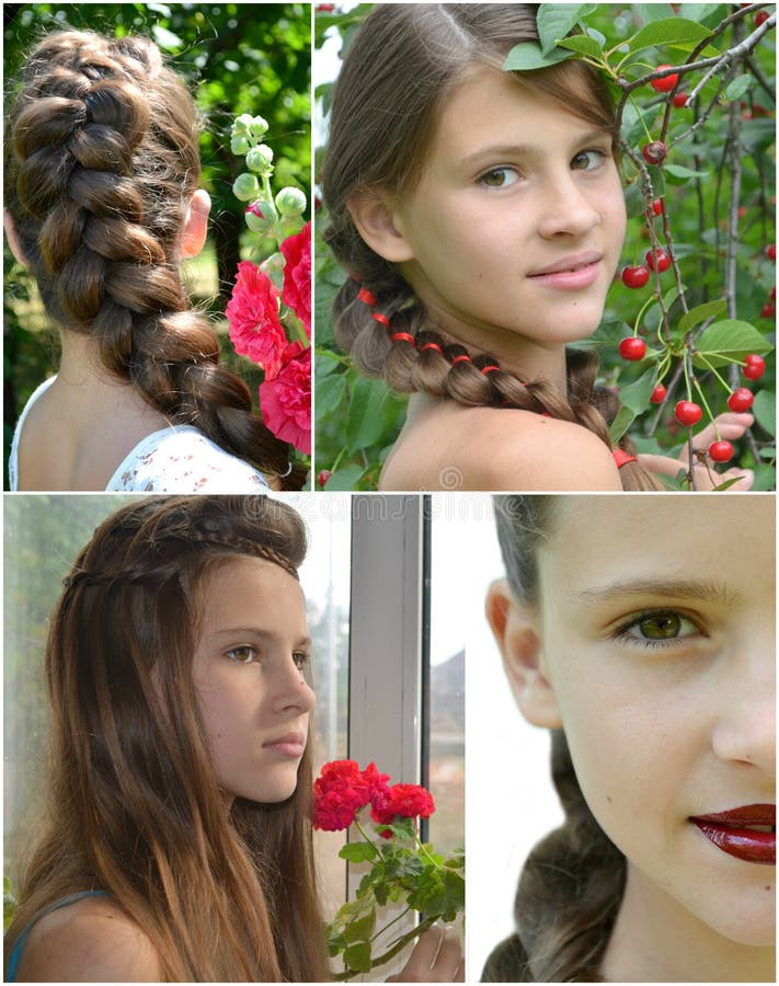 Collage - hairstyle stock photo. Image of facial, gentle - 72031020