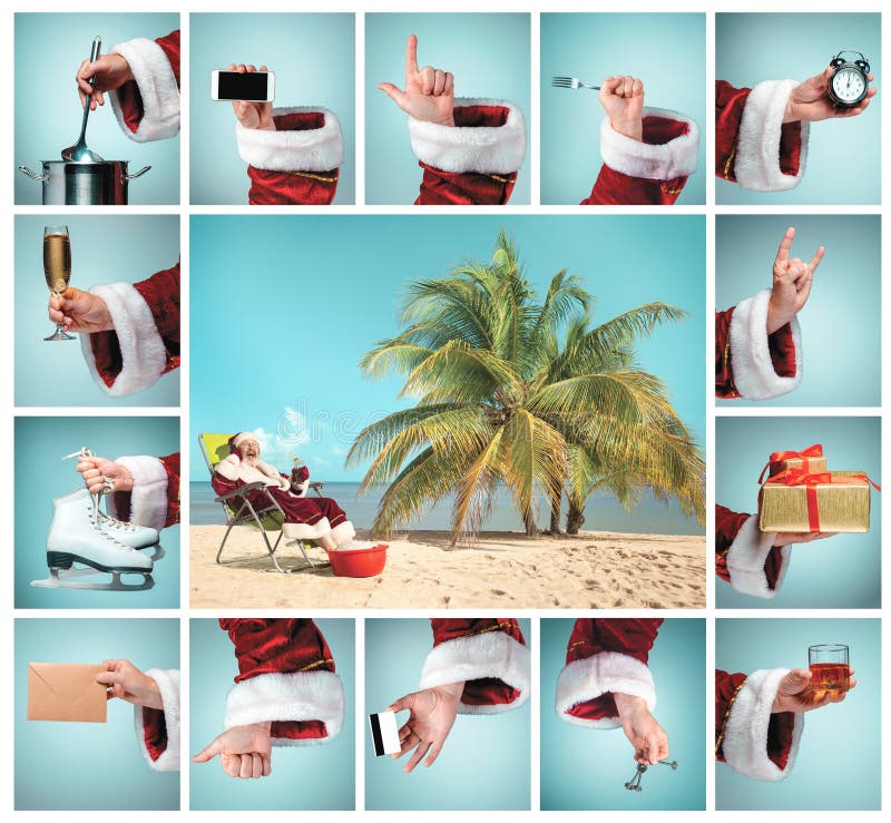 The Collage from Hand in Costume Santa Claus Stock Photo - Image of ...
