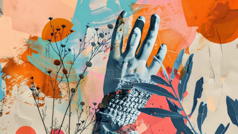 A Collage Hand Holding a C Gesture in a High Five. Cutting Out Paper ...