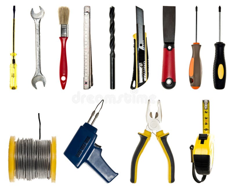 Collage of hand tools stock image. Image of stainless - 18421707