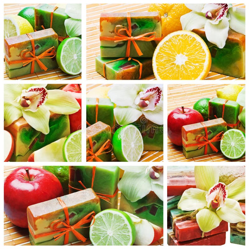 A Collage of Spa Treatment Images with a Woman Stock Photo - Image of ...