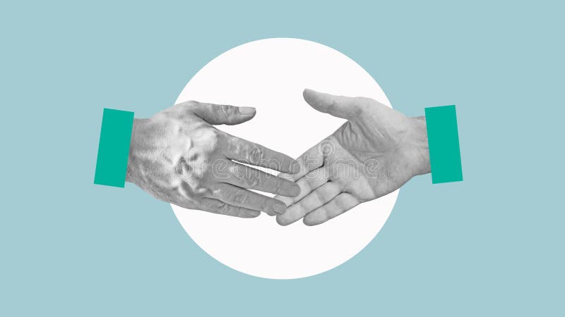 Collage with Hands Reaching Together and Shaking. Making Peace and ...