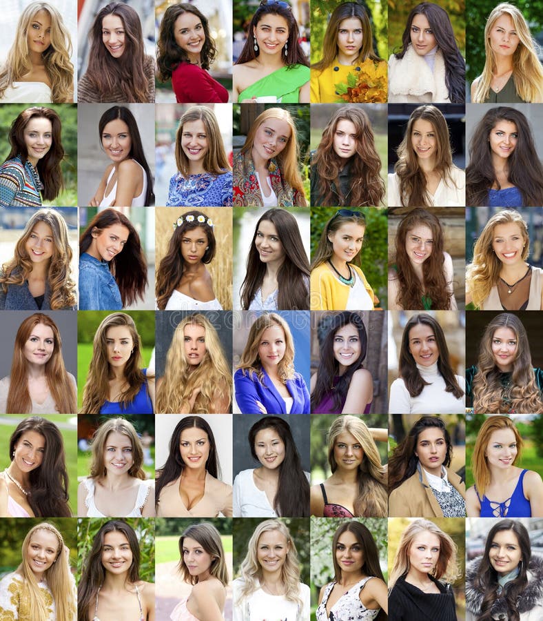 Collage, Happy young women stock photo. Image of elderly - 67013908