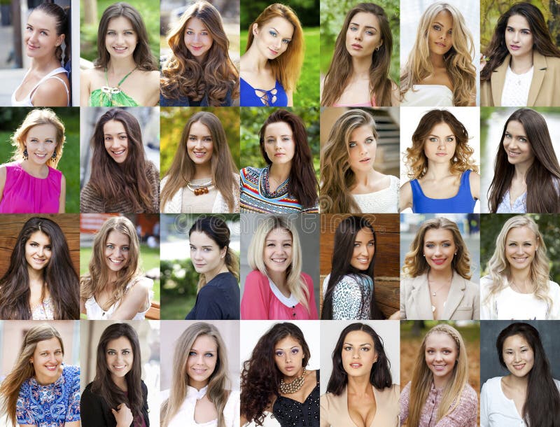 Collage, Happy young women stock photo. Image of group - 67013990