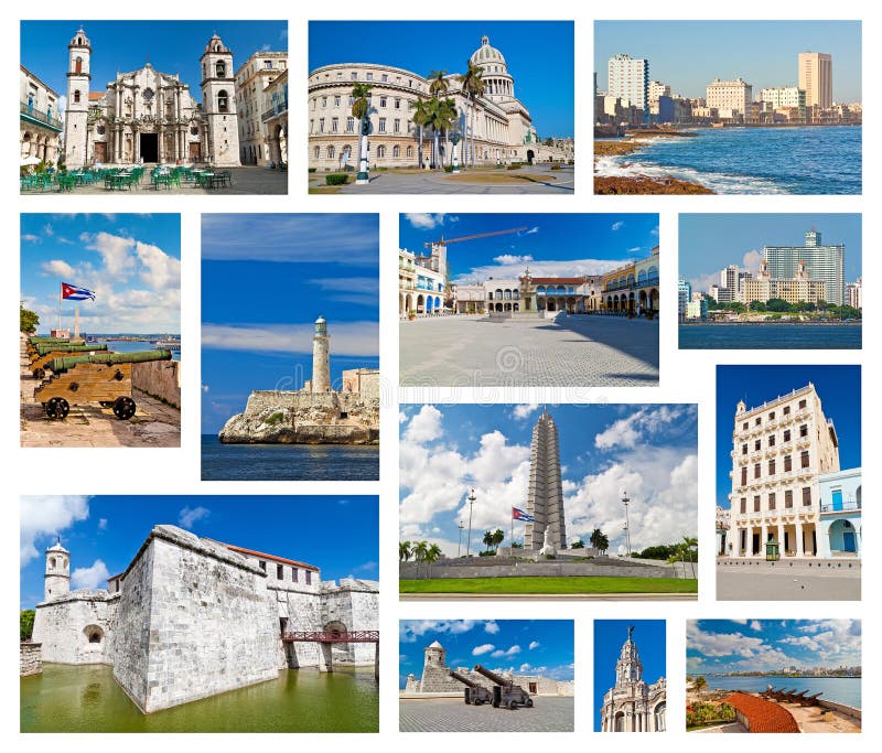 Collage with Havana Landmarks Stock Photo - Image of american, latin ...