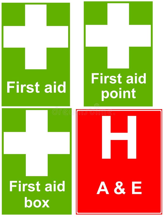 Health & Safety First Aid Signs Stock Illustration - Illustration of ...