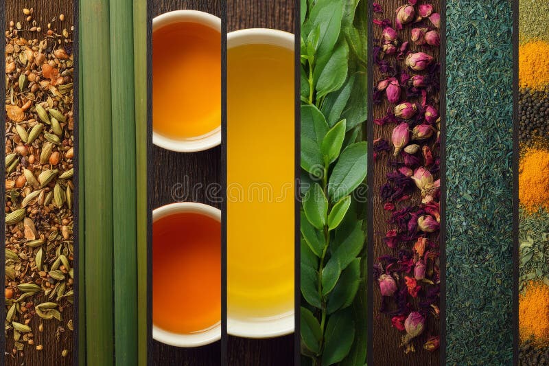 Collage Healthy Organic Tea and Healthy Drinks Stock Photo - Image of ...