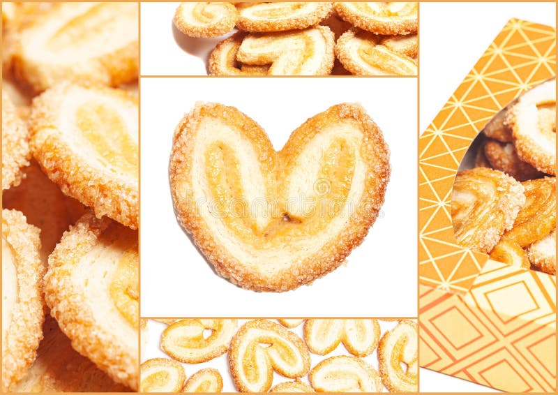 Collage with Heart-shaped Cookies Isolated on White Background Stock ...