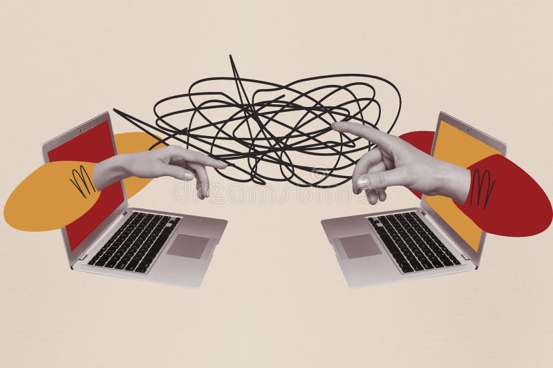 Collage of Human Fingers Online Remote Contact Touching Distant ...