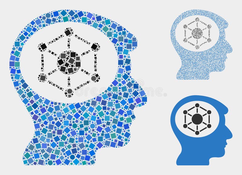 Human Memory Icon Mosaics of Squares and Circles Stock Vector ...