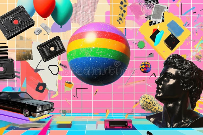 A Collage of Iconic Elements from the 1980s Ai Illustration Stock ...