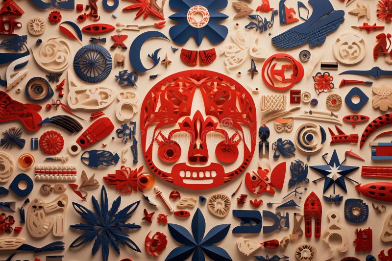 Collage of Iconic Hispanic Symbols Arranged in a Stock Illustration ...