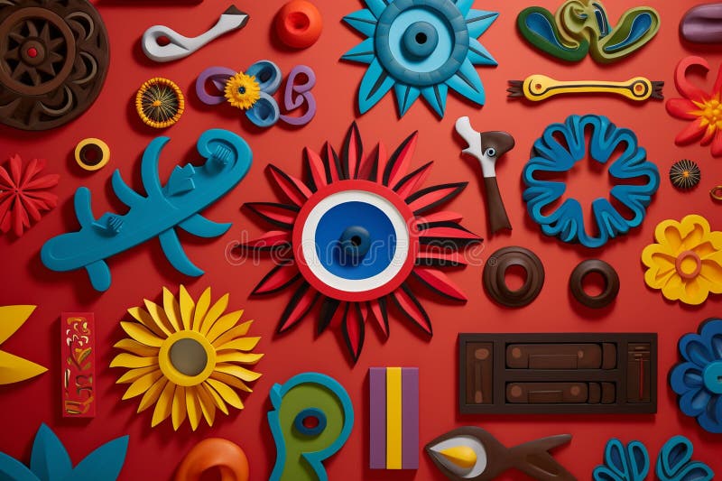 Collage of Iconic Hispanic Symbols Arranged in a Stock Illustration ...