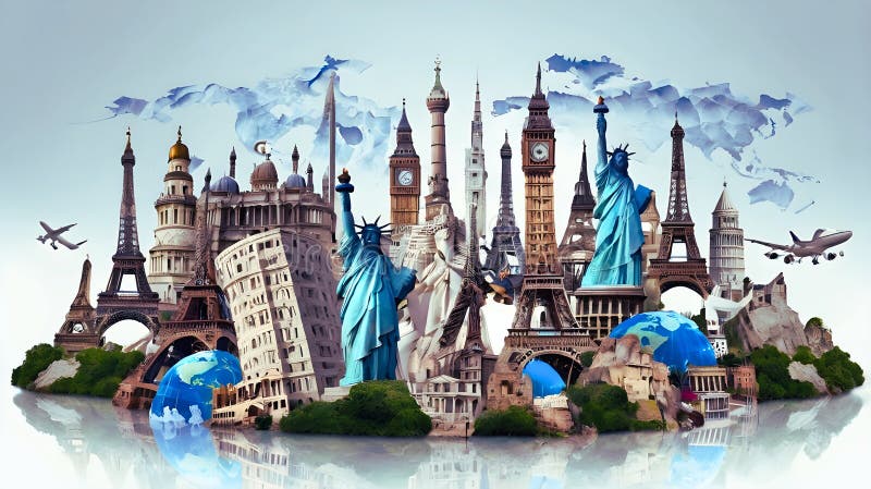 A Collage of Iconic Landmarks from Around the World, Including the ...