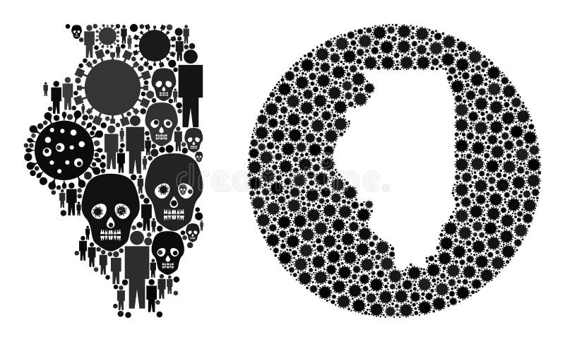 Covid Infection and People Collages for Illinois State Map Stock Vector ...