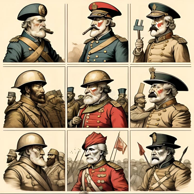 A Collage of Illustrations of a Soldier in the Form of a Collage. Stock ...