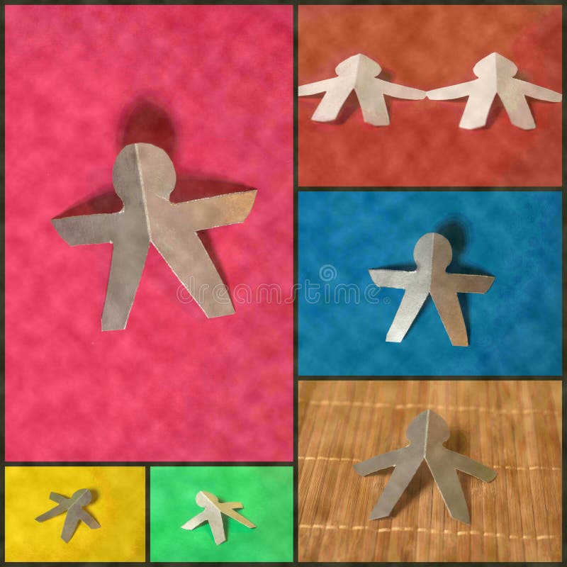 Collage Image of Paper People Stock Photo - Image of blue, concept ...