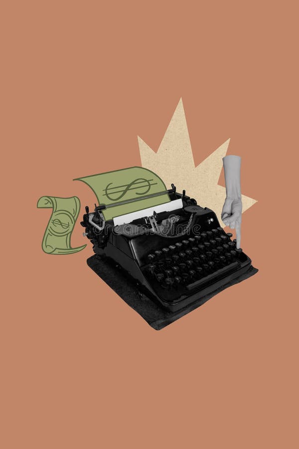 Collage Image Picture of Hand Typing Texting Writing Machine Typewriter ...