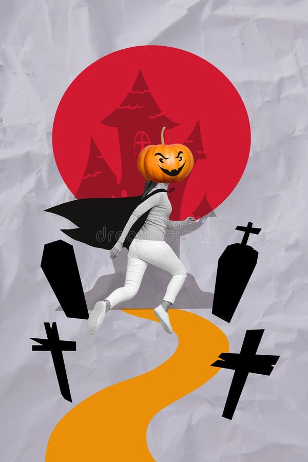 Collage Image of Scary Ghost Undead Devil Running through Graveyard at ...